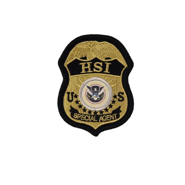 DHS（国土安全保障省）HSI用のパッチです。部位それぞれに異なる刺繍方法を採用し、見る角度で色味の変わる高品質な光沢糸を使用しています。裏面ベルクロ仕様。ブランド：SPECTRE SIGNS GEAR(メイドインジャパン)