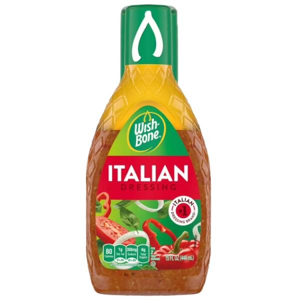 ウィッシュボーン イタリアンドレッシング 443mL ハーブとスパイスを独自にブレンドしたイタリアンドレッシングで、果糖ブドウ糖液糖不使用、人工保存料・人工香料不使用です。パスタサラダやマリネ、グリーンサラダなど幅広い料理に合わせやすい一本です。