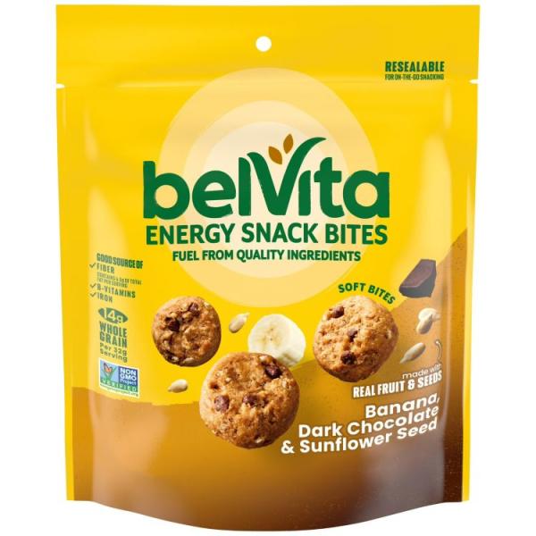 ベルヴィータ エナジースナック バイツ バナナ ダークチョコレート＆サンフラワーシードは、外出先でも食べやすいひと口サイズのソフトベイクドスナックです。バナナとサンフラワーシードにダークチョコレートチップを組み合わせ、フルーツとシードの風味...