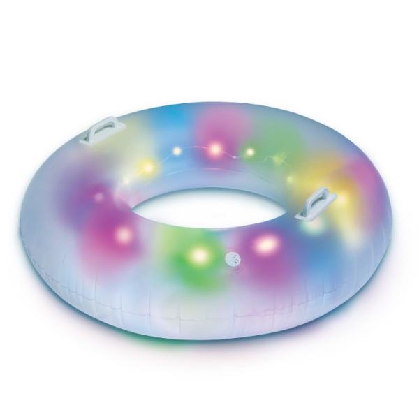 厚手で丈夫な素材を使用したLED付きプールチューブです。色が変わるLEDライトが水面で明るく光り、ナイトスイミングやプール遊びを盛り上げます。空気の出し入れが簡単で、自宅のプール、湖、ホットタブなどで子どもから大人まで楽しめます。