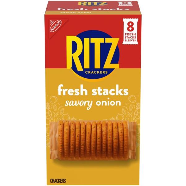 リッツ フレッシュスタックス セイボリーオニオン クラッカー 326g バター風味のサクッと軽い食感に、香ばしいオニオンの旨みを合わせたリッツクラッカーです。ほどよい塩気とコクのある味わいで、そのままでもトッピングをのせてもおいしく楽しめま...