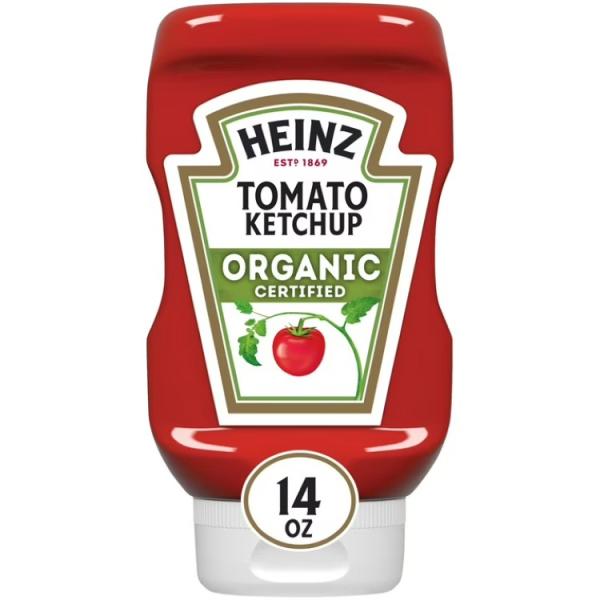 ハインツ オーガニック トマトケチャップ 397gボトル。認証オーガニック原料を使用し、定番のハインツらしい濃厚でコクのある味わいに仕上げています。遺伝子組換え原料不使用、高果糖コーンシロップ不使用。1食分あたり20kcal。コーシャ認証取...