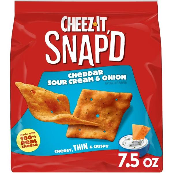 チーズイット スナップド チェダー サワークリーム＆オニオン フレーバー 7.5オンス入りです。薄くてカリッとした食感のチーズクラッカーチップスに チェダー サワークリーム オニオンの風味をきかせた 満足感のある味わいが特長です。 チーズの...