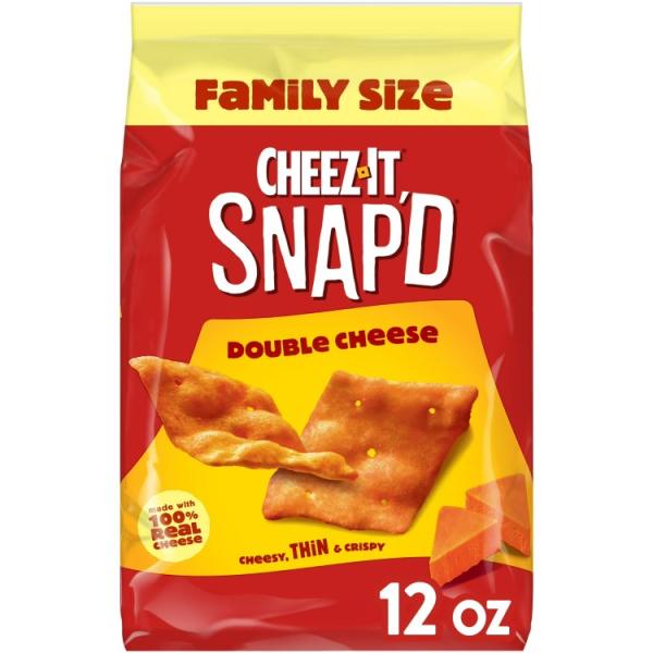 チーズイット スナップド ダブルチーズ フレーバー チーズクラッカーチップス 12オンス ファミリーサイズです。薄くてカリッとした食感のチーズクラッカーチップスに ダブルチーズの濃厚な風味を閉じ込めた 満足感のある味わいが特長です。 100...
