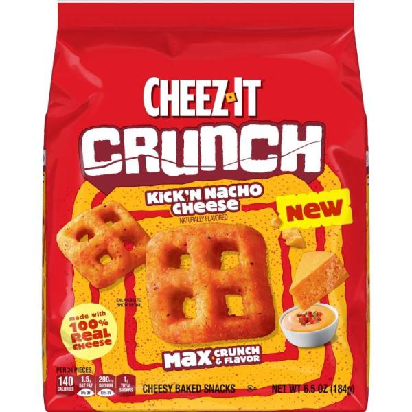 チーズイット クランチ キックンナチョ 約184g。 サクサクとした食感が特長のチーズ風味ベイクドスナックに、チリペッパーとオニオンの風味を加えたナチョ風味が楽しめます。 100％リアルチーズを使用し、食べごたえのあるスナックに仕上がってい...