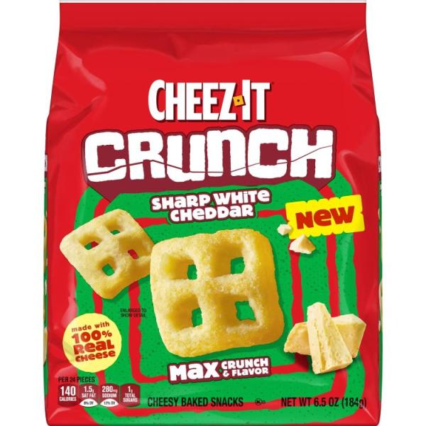 チーズイット クランチ シャープホワイトチェダー 約184g。 サクサクとした食感が特長のチーズ風味ベイクドスナックで、コクのあるホワイトチェダーの味わいが楽しめます。 100％リアルチーズを使用し、食べごたえのあるスナックに仕上がっていま...