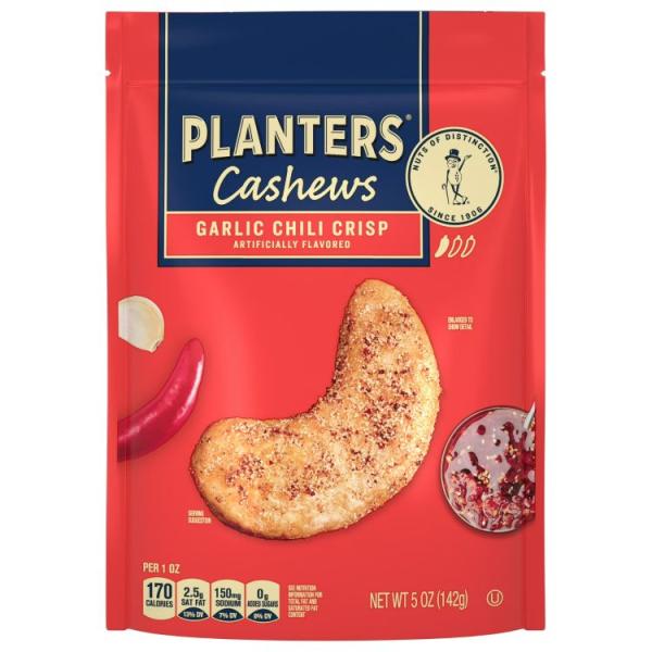プランターズ カシューナッツ ガーリックチリクリスプ 142g ガーリックの香ばしさとチリペッパーのスパイシーな風味を組み合わせたフレーバーカシューナッツです。深みのあるうまみとカリッとした食感が楽しめます。 1オンス（約28g）あたり植物...