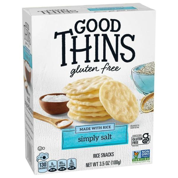 グッドシンズ シンプリーソルト ライススナッククラッカー 99g シンプルに塩で味付けし、サクッとした食感に焼き上げたライススナッククラッカーです。軽やかな風味で、さまざまなアレンジに取り入れやすい丸型・薄焼きタイプです。 GFCO認証グル...