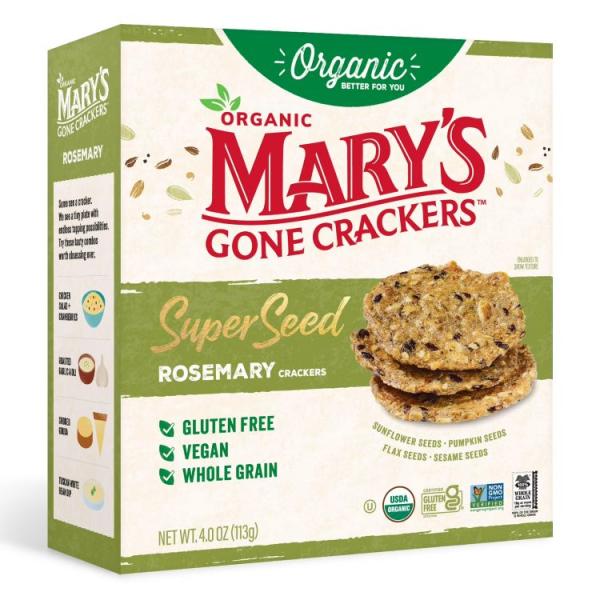 メアリーズ ゴーンクラッカーズ スーパーシード ローズマリー オーガニック認証・グルテンフリー・Non-GMO・全粒穀物・コーシャ認証取得。品質と食事スタイルに配慮したスーパーシードクラッカーです。 シンプルでクリーンなオーガニック原材料を...