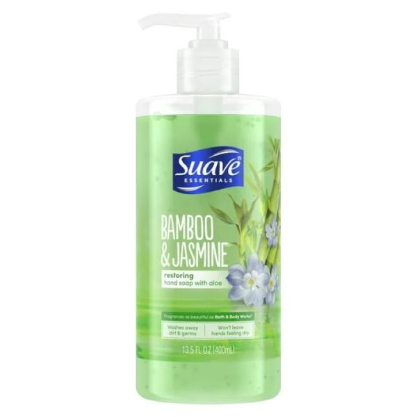 「スアーヴ エッセンシャルズ 液体ハンドソープ バンブー＆ジャスミン 399ml」は、まるで竹林に包まれているかのような、みずみずしく落ち着いた香りが楽しめるハンドソープです。汚れをしっかり洗い流しながらも、洗い上がりはつっぱりにくく、手肌...