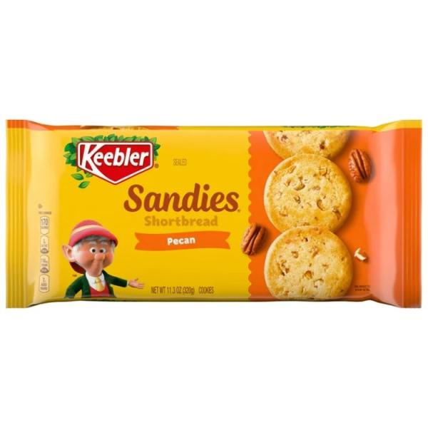 キーブラー サンディーズ ピーカンクッキー（320g）は、シェアにもぴったりな、香ばしいピーカンナッツ入りのショートブレッドクッキーです。 サクッとした食感のクッキーにクラッシュしたピーカンナッツをたっぷり練り込み、キーブラーエルフたちが愛...