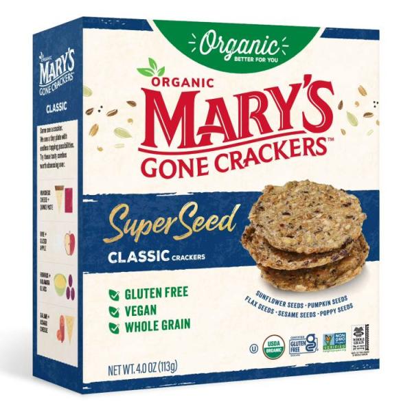 メアリーズ ゴーンクラッカーズ スーパーシード クラシックオーガニック認証・グルテンフリー・Non-GMO・全粒穀物・コーシャ認証取得。品質と食事スタイルに配慮したスーパーシードクラッカーです。シンプルでクリーンなオーガニック原材料を使用。...