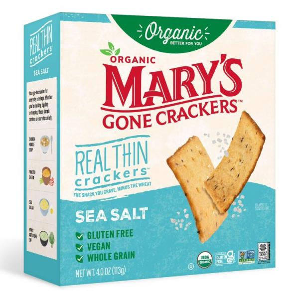 メアリーズ ゴーンクラッカーズ リアルシン シーソルトオーガニック認証・グルテンフリー・Non-GMO・全粒穀物・コーシャ認証取得。品質と食事スタイルに配慮した薄焼きタイプのクラッカーです。グルテンフリーで、小麦を使用せずに仕上げています。...