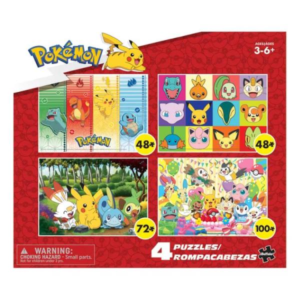 Buffalo Games Kids Pokemon 4-in-1 Multipackは、子ども向けのインターロッキングジグソーパズルセットです。6歳以上におすすめで、48ピースパズル2点、72ピースパズル1点、100ピースパズル1点が含ま...
