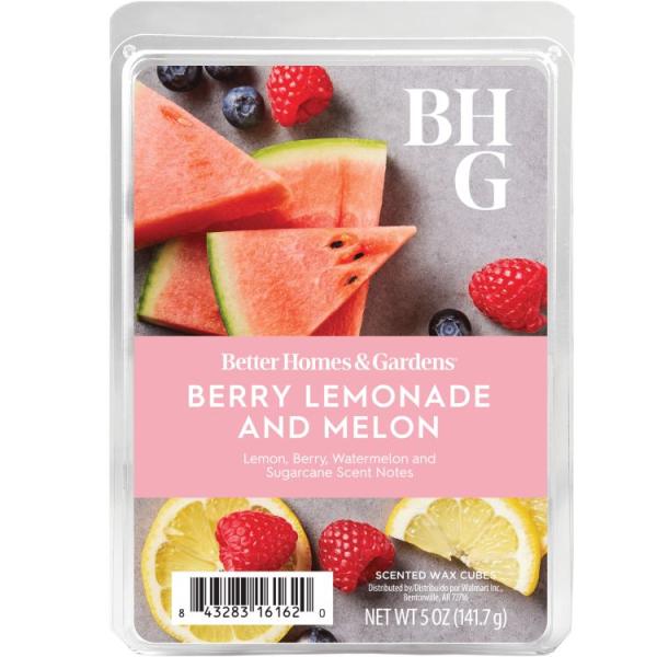 Berry Lemonade &amp; Melonの香り付きワックスメルトパック5oz（約142g）1点入り。レモン、シトラス、メロン、冷たいベリーネクターを組み合わせた爽やかな香りです。心地よいフルーティーな香りが広がり、フレッシュな雰...