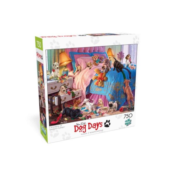 Buffalo Games Dog Days A Roomful of Naughty Puppiesは、大人向けの750ピースインターロッキングジグソーパズルです。14歳以上におすすめで、完成サイズは約61.0×45.7cm。組み立ての参...
