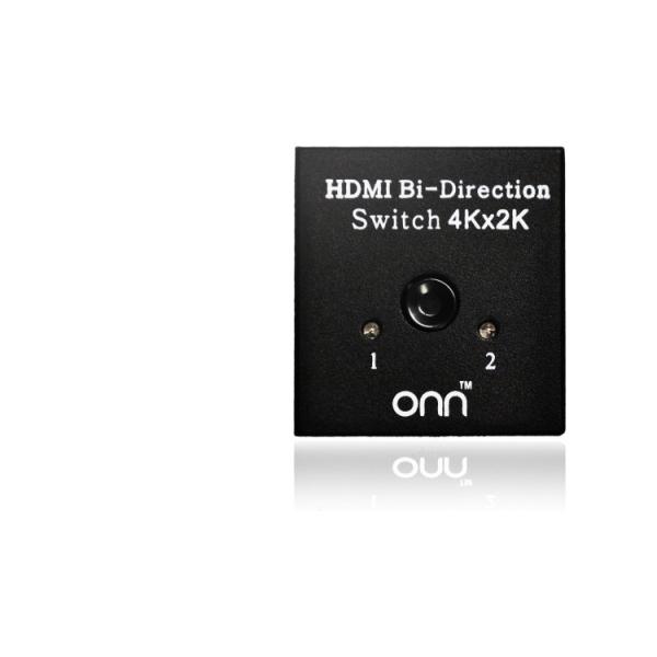 onn.の双方向2ポート手動4K HDMIスイッチャー。2台のHDソースを1台のディスプレイに切り替えたり、1台のHDソースを2台のディスプレイ間で切り替えたりできます。ただし、1入力2出力のHDMI分配器としては使用できません。UHD 4...