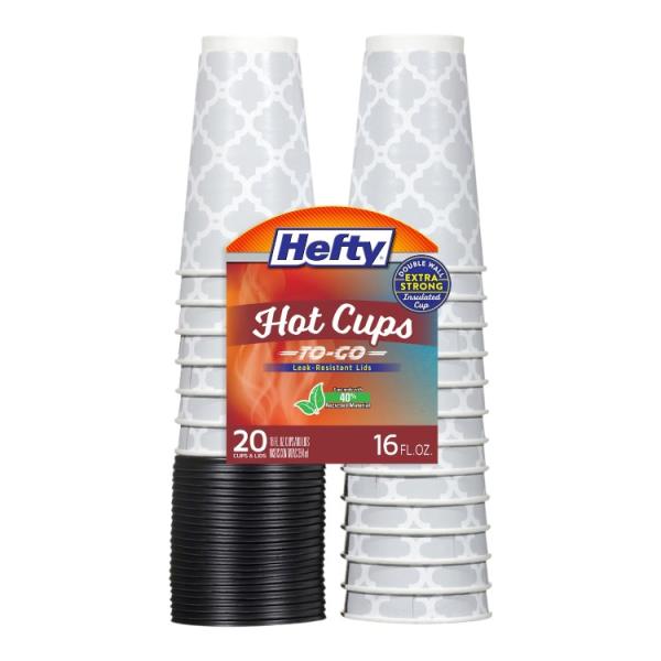 【商品説明】Hefty 使い捨てペーパーコーヒーカップ（16oz・フタ付き）20個入りです。サイズは高さ約13.7cm×直径約8.9cmです。【特徴】・二重壁断熱構造でスリーブ不要、飲み物の熱さを保ちやすく手にも熱が伝わりにくい設計・しっか...