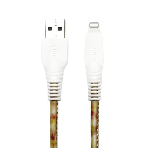 onn ファッションケーブル USB-A to Lightning、ケーブルマネジメント付き、約1.8m、イエロー。iPhone／iPad／iPod対応のUSB-A to Lightningケーブルです。充電しながらデータ転送が可能。PUレ...