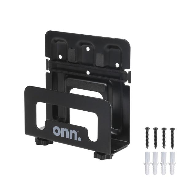 onn ストリーミングメディアデバイス用ウォールマウント。幅広いストリーミングメディアデバイスに対応する、調節可能な壁掛けマウント。奥行きは最大約5cmまで調節可能。スチール製で最大約4.5kgまで対応。取り付け金具付き。別途必要なもの：プ...