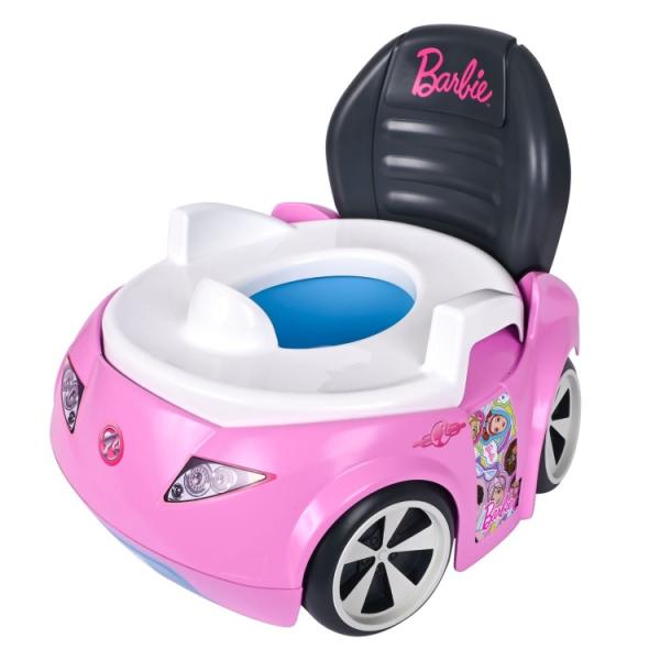 鮮やかなピンク色とバービーの車をデザインした、幼児用2イン1トイレトレーナーです。床置きおまるとして使い、成長後は座面を取り外して大人用トイレの補助便座として使用できます。便器部分は取り外して素早く洗え、内蔵の飛び散りガードが汚れを抑えます...