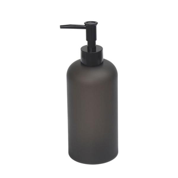 ブラックのツートーンプラスチック製フロスト仕上げソープディスペンサー／ローションポンプ。使いやすいポンプで、液体石けん、ハンドサニタイザー、ローションをなめらかに出せます。最大19オンスまで入れられます。バスルームやキッチンに便利です。サイ...