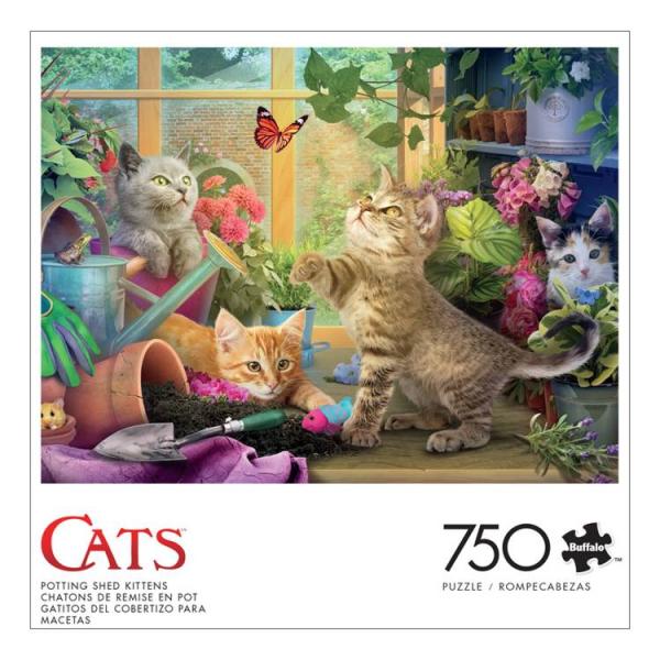 Buffalo Games Potting Shed Kittensは、大人向けの750ピースインターロッキングジグソーパズルです。14歳以上におすすめで、完成サイズは約61.0×45.7cm。組み立ての参考になるフルカラーのボーナスポスタ...
