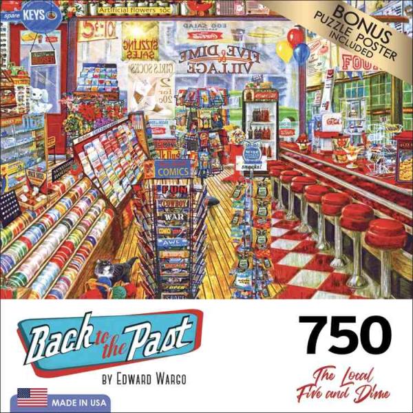 クレイジーアート「Back to the Past Local Five and Dime」の750ピースジグソーパズルです。レトロな雰囲気を楽しめるカラフルなデザインで、完成後は飾って楽しめます。完成サイズは約68.6×50.8cm。初心...