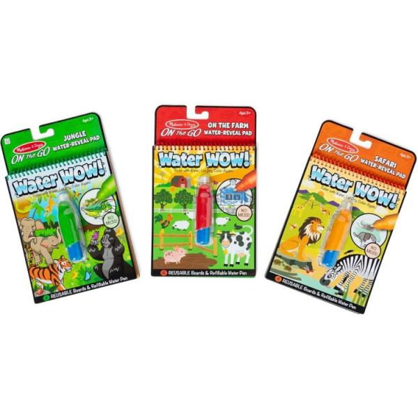 ジャングル、サファリ、ファームをテーマにした「On the Go Water Wow!」シリーズのぬりえパッド3冊セットです。それぞれ4ページの繰り返し遊べるぬりえと、水を入れて使う専用ペンが付属しています。リング製本のぬりえパッドは持ち運...
