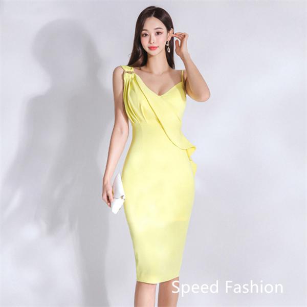 【発売日：2023年06月20日】[商品内容]素材:97%ポリエステル　3%ポリウレタンカラー：ブラック イエローサイズ:S M L XLS: 着丈=109c　バスト=78c　ウエスト=66c　肩幅=36c　ヒップ=88cM: 着丈=110...