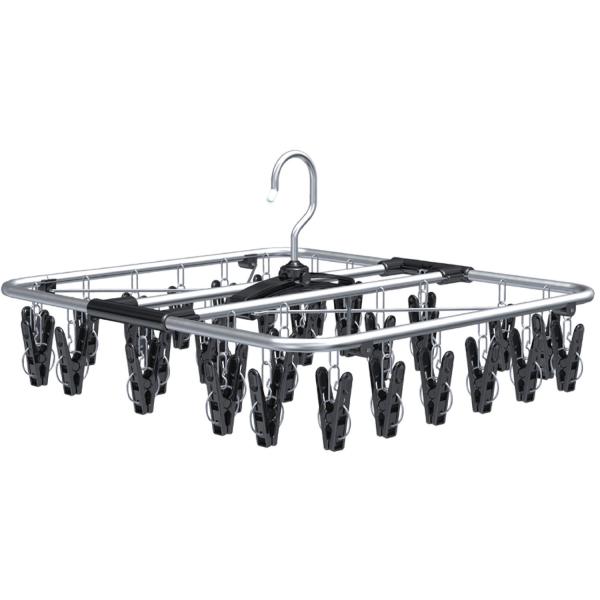 コグレ Kogure 室内干しハンガー 30 ブラック  662334　アウトドア　アルミ製で丈夫なフレーム、リブ付きなのでさらに丈夫。さまざまな角度に掛けられるフックは、部屋の鴨居やカーテンレール、竿などにかけやすくできている。フックが自...
