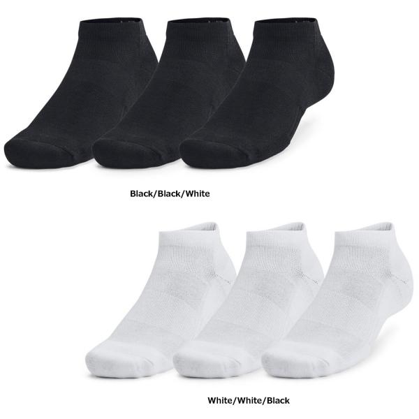 アンダーアーマー UNDER ARMOUR UAトレーニング コットン ローカット ソックス 3足セット メンズ レディース 靴下 吸汗 足首丈 抗菌防臭 通気性 シンプル 部活動 学校 クラブ かかと  1386312　踵部を包み込み、よ...