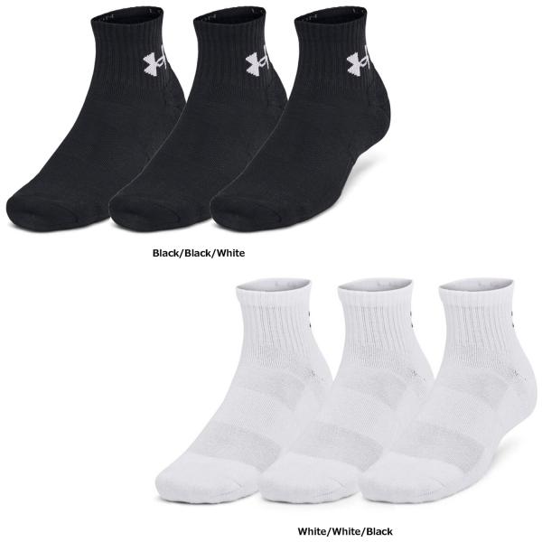 アンダーアーマー UNDER ARMOUR UAトレーニング コットン クオーター ソックス 3足セット ユニセックス 靴下 吸汗速乾 抗菌防臭 通気性 シンプル 部活動 学校 クラブ ふくらはぎ  1386372　クオーター(ふくらはぎの...