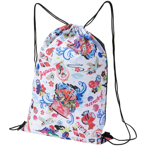 アリーナ arena マルチバッグ  AS5FBP33U　スイミング　ARENA のアイコンであるアリーナくんシリーズのマルチバッグ。アリーナくんと仲間たちを縁起の良い七福神と宝船のイメージにアレンジした和柄のデザイン。ナップザック仕様なの...