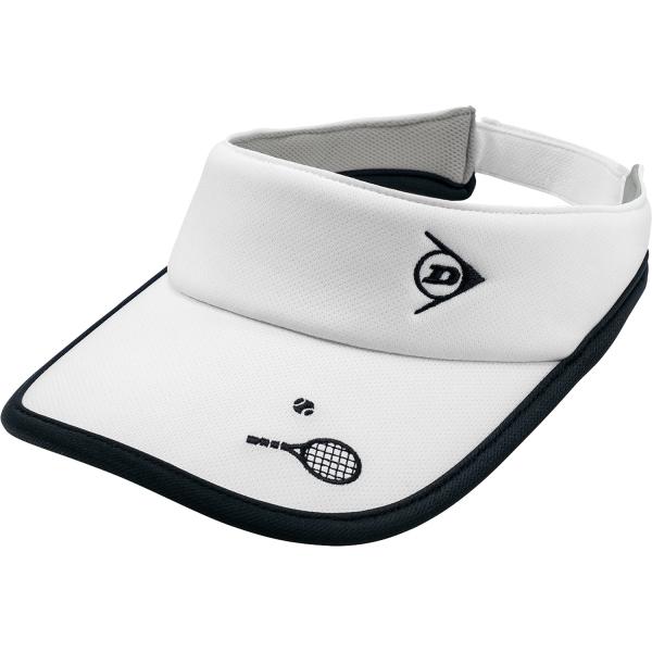 ダンロップ DUNLOP レディスバイザー  TPH4600W　テニス　ラケットの刺繍がアクセントのサンバイザー。再生ポリエステルを使用した、環境に配慮した サステナブル素材を採用。 UV カット (UPF50+) 仕様。