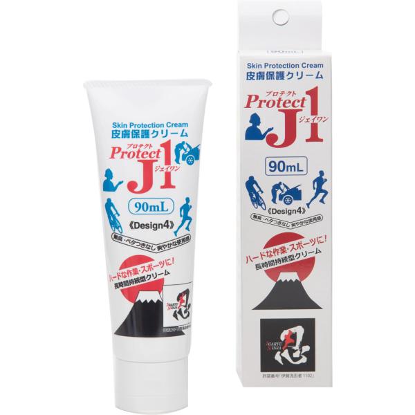 アースブルー EARTH BLUE プロテクトJ1 90mL  347　スポーツ全般で起きる皮膚の擦り剥け、ふやけを防止するのに有効なクリーム。匂いやベタツキのない使用感が特長です。