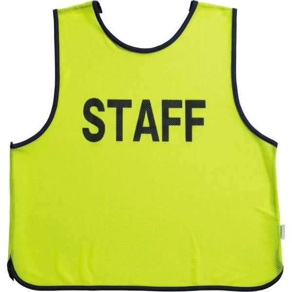 エバニュー EVERNEW メッシュビブス STAFF 体育 授業 体育授業 体つくり 部活 運動 ビブス  EKB415 400　[STAFF]のサインを両面にプリントした、動きやすいメッシュベスト。単品での販売となります。  爆買