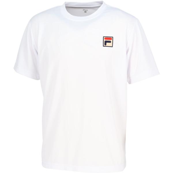 フィラ FILA ゲームシャツ メンズ 男性 大人 半袖 Tシャツ トップス ウェア ロゴ ワンポイント 大きいワッペン 吸水 速乾 UVカット 脇下消臭テープ 部活動 クラブ  EM0077　テニス　大きなワッペンが印象的なゲームシャツ。...