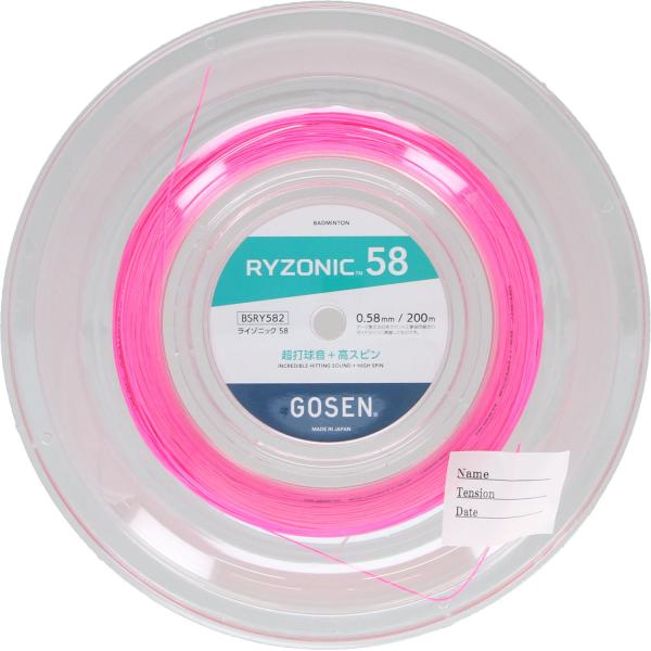ゴーセン GOSEN RYZONIC58 ロール ピンク  BSRY582PI　バドミントン 　性能維持力に優れたライゾニックシリーズ。超打球音 + 高スピン。ゴーセン独自開発 TRC(TWISTED REPULSIVE CORE) 採用。...