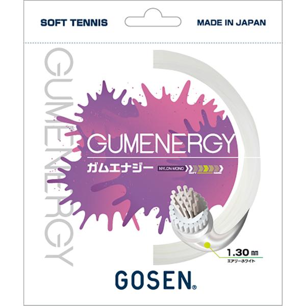 ゴーセン GOSEN GUMENERGY エアリーホワイト  SSGE11AW　テニス　ゴーセン独自の G.U.M.COATING( ガムコーティング ) にデュアルエナジーコア構造を採用することでホールド感を向上させた上で、コントロール、...