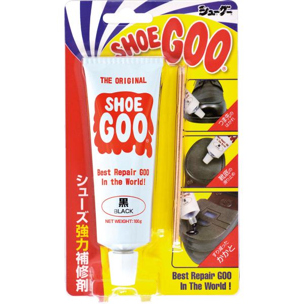 シューグー shoeGOO シューグー 黒 BLACK 100g シューズ強力補修剤 靴 スニーカー 修理 リペア メンテナンス つま先のはがれに 靴底の滑り止めに すり減ったかかとに  102000　誰にでも簡単にビジネスシューズ、スニー...