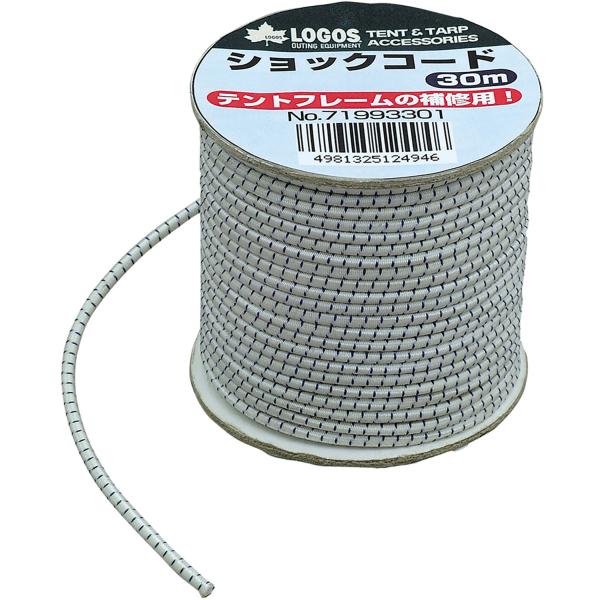 ロゴス LOGOS ショックコード30m コード ロープ テント タープ キャンプ BBQ バーベキュー アクセサリ 設営   71993301　アウトドア　テントフレームの補修用ゴムコード。急なトラブルにも、あるとなにかと便利。  爆買