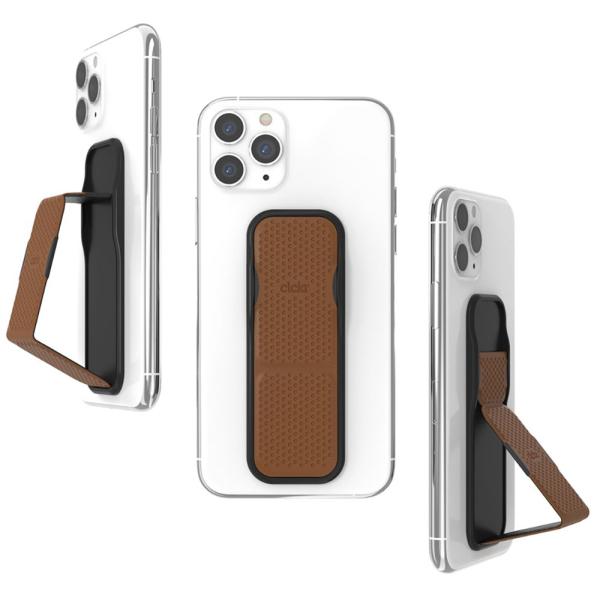 クリッカー clckr GRIP&amp;STAND PERFORATED BR  39131　特許取得済みのスマートフォングリップスタンド。端末の背面に貼り付けることで、安定した操作を可能にするグリップ機能、スマートフォンを縦・横の2スタ...