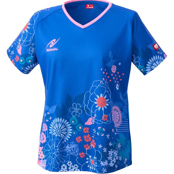 ニッタク Nittaku ハナシャツ ウェア トップス 半袖 ユニフォーム レディース ウィメンズ 女性 吸汗 速乾 伸縮 ドライ JTTAA公認 公式 試合 大会 花柄 部活動 クラブ  NW2226　卓球　ジャパニーズモダンをテーマにし...