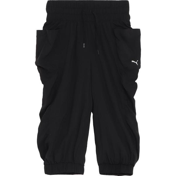 プーマ PUMA レディース STUDIO 3/4 パンツ  525263　両サイドに入れたシャーリングが腰の張が気になる人やボリュームがなくて気になる人、どんんな人でも美しいシルエットを選出してくれる万能パンツ。ハイウェストで足長効果も抜...