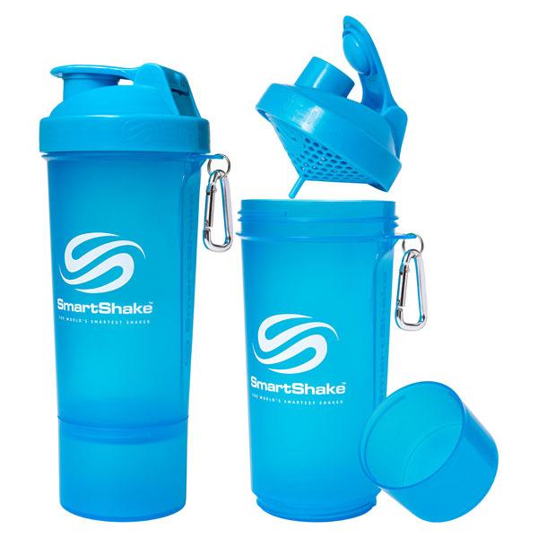 SMARTSHAKE スマートシェイク スマートシェイク　シェイカーボトル　スリム　ネオンブルー KSS0106　個別に運ぶ手間を省いた2層構造でプロテイン・サプリメントと通常の飲み物を同時携帯可能。さらに独自の漏れ防止技術、プロテインが数...