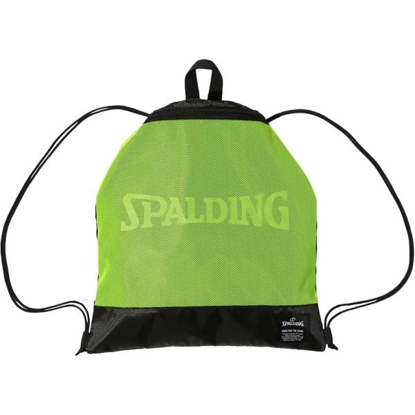 スポルディング SPALDING デイリー ナップサック ブラック×ライムグリーン  42018LG　バスケット　アイコニックな正面のファスナー付きメッシュポケットがポイントのナップサック。暗い場所でも視認性を高めるリフレクタープリントロゴ...