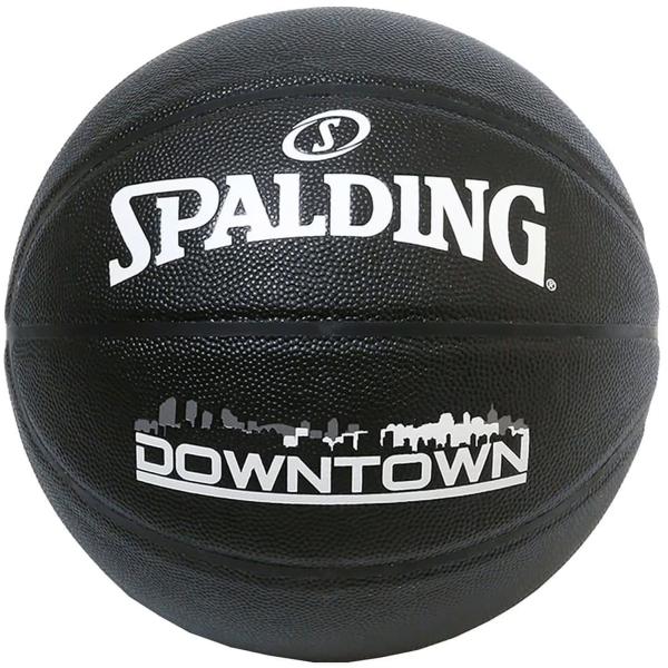 スポルディング SPALDING ダウンタウン ブラック×ホワイト  77902J　バスケット　ラバーボールからステップアップした合成皮革製ボールのエントリーモデル DOWNTOWN ロゴとその名を表す街並みのシルエットが組み合わされたデザ...