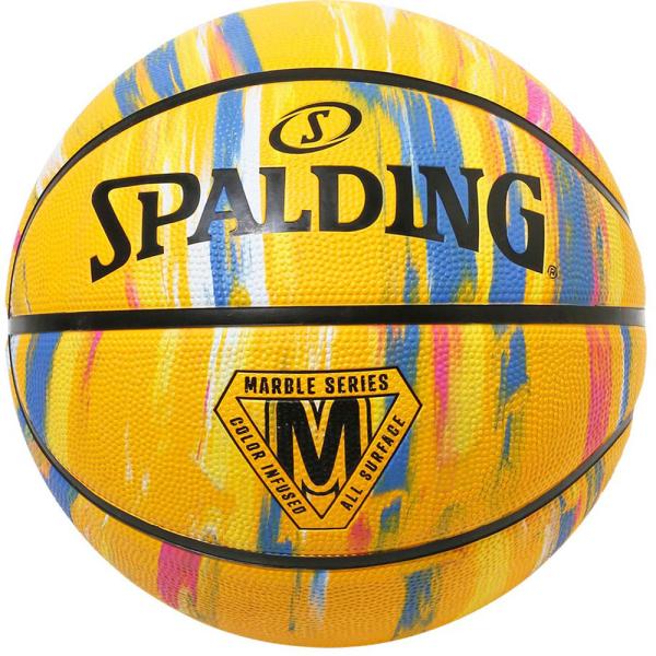 スポルディング SPALDING マーブル イエロー ラバー 84-401Z 7号球 バスケットボール ボール SZ7 バスケ 大学生 中学 高校 練習 部活 シュート 屋外 耐久性 球技  84401Z　バスケット　ユニークなデザインパタ...
