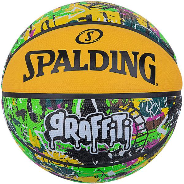 スポルディング SPALDING グラフィティ グリーン×イエロー ラバー 5号球 バスケットボール ボール SZ5 ミニバス 小学生 屋外向け 耐久性 入門 自宅 シュート バスケ 5号  84518J　バスケット　壁の落書き(グラフィテ...